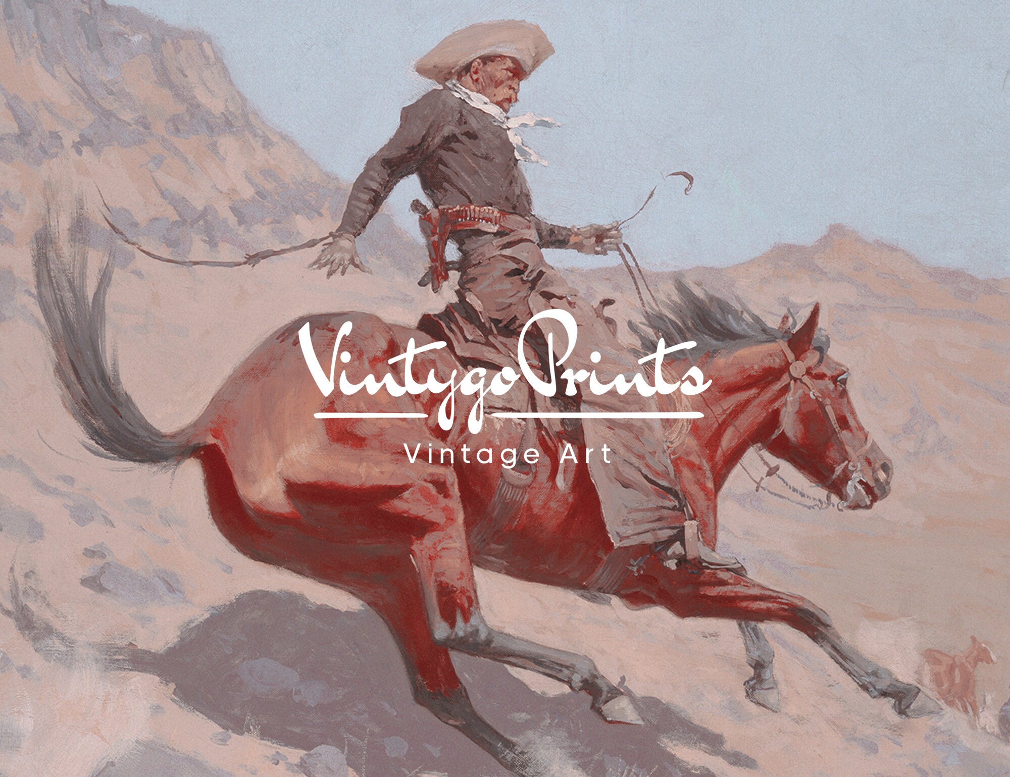 Vintage Cowboy Oil Painting Old West Horse Rider Wall Art - Etsy