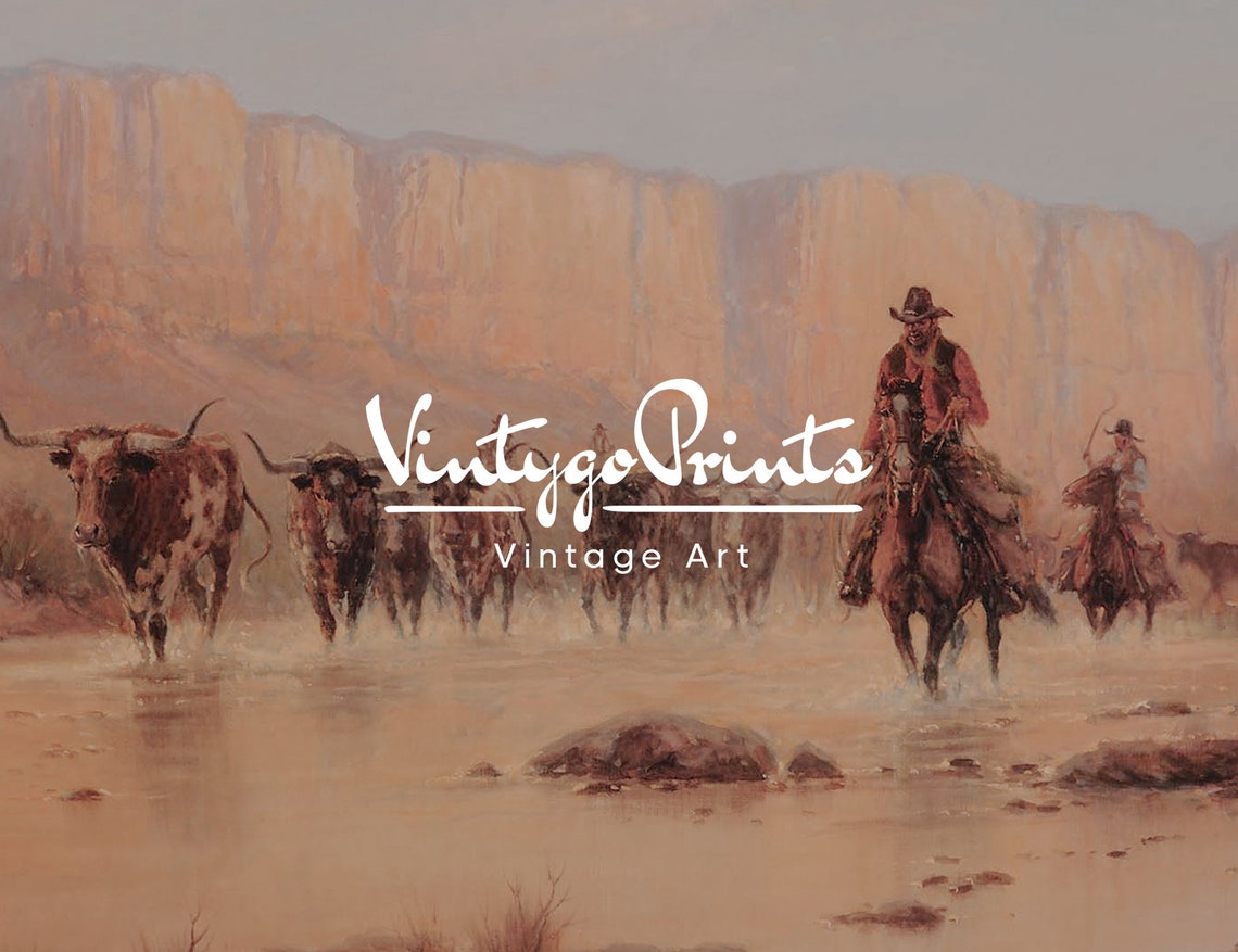 Vintage Cowboy Oil Painting Rustic Western Room Decor - Etsy