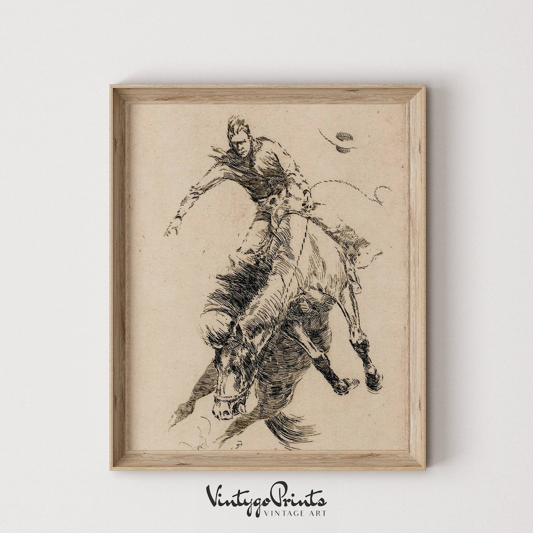 Southwestwen Cowboy Drawing | Western Sketch Art | Old West Theme ...