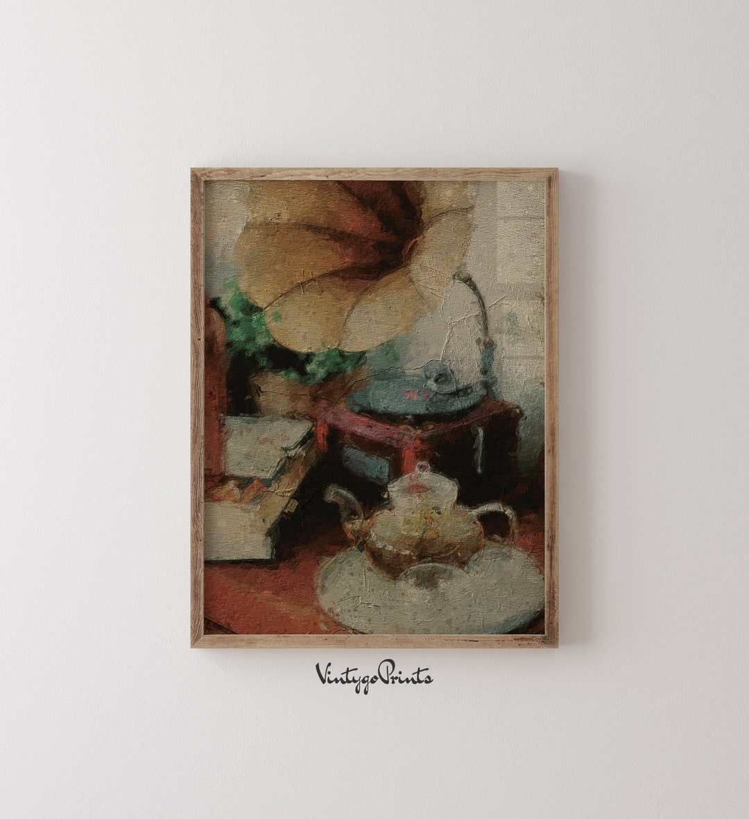 Vintage Music Box Painting | Antique Oil Painting | Mid Century Wall ...