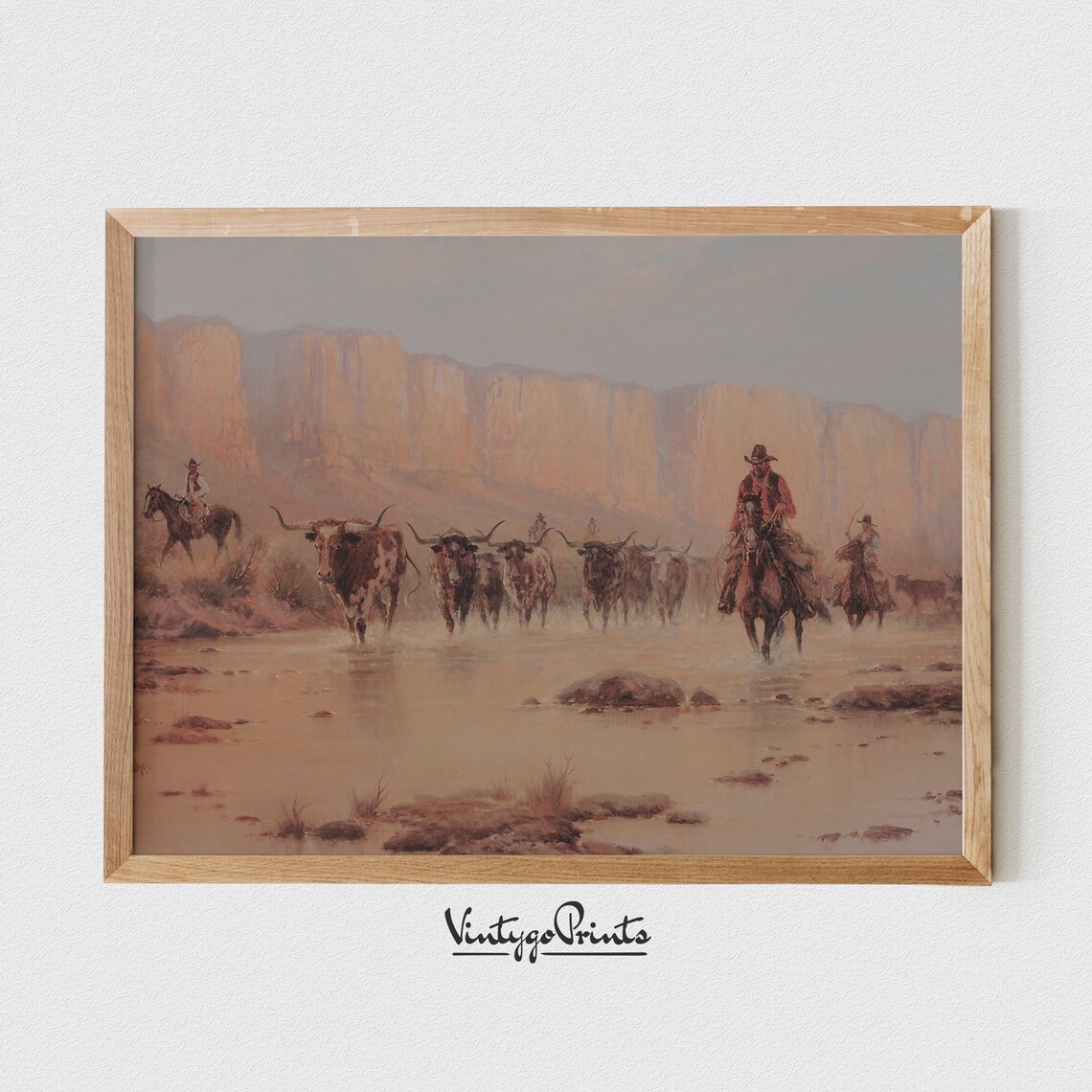 Vintage Cowboy Oil Painting Rustic Western Room Decor - Etsy