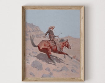 Western Painting Horse Rider Print Cowboy Painting - Etsy