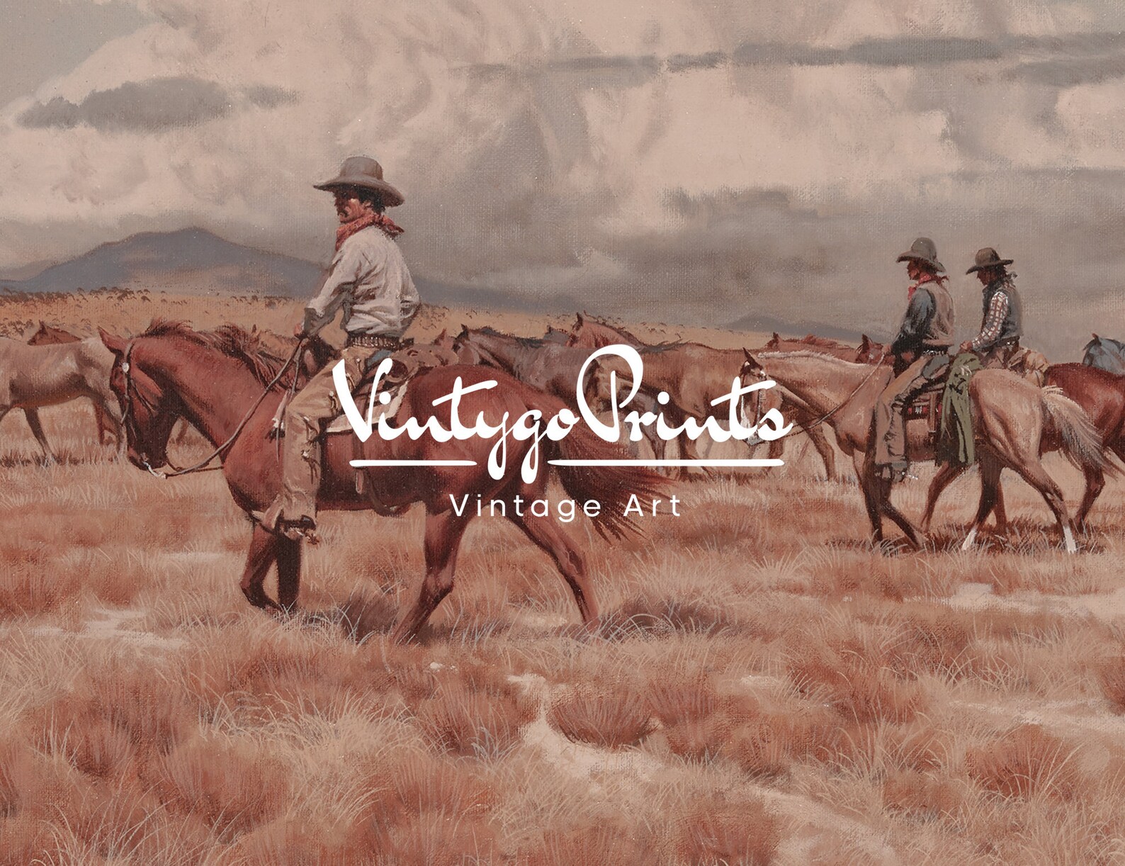 Rustic Western Print Vintage Cowboy Oil Painting Old West - Etsy