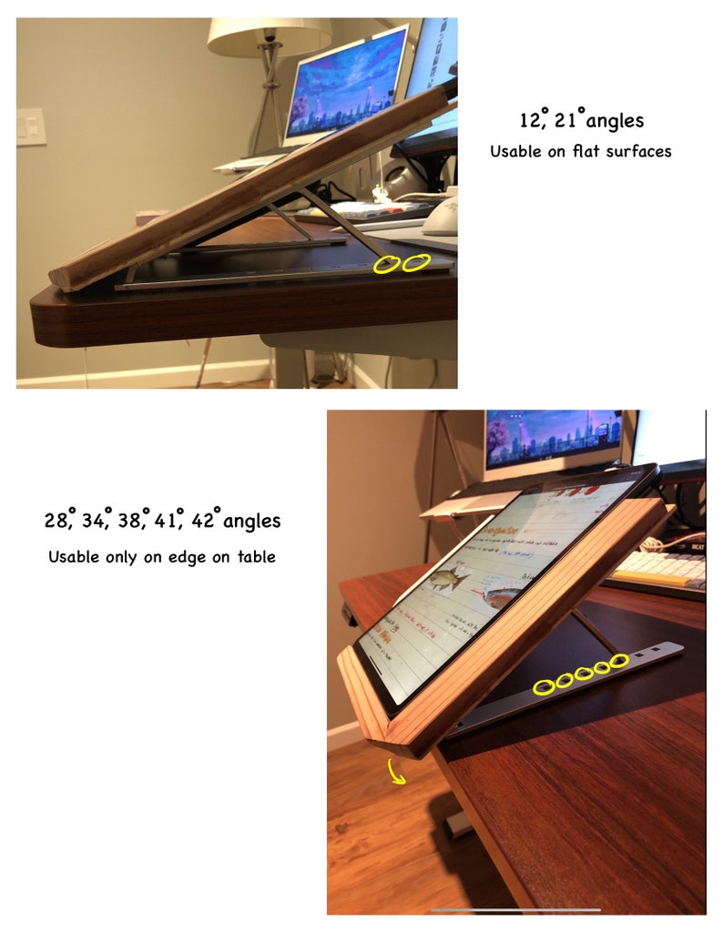 Adjustable Ipad/tablet Writing Stand With Ergonomic Wooden Wrist Rest ...