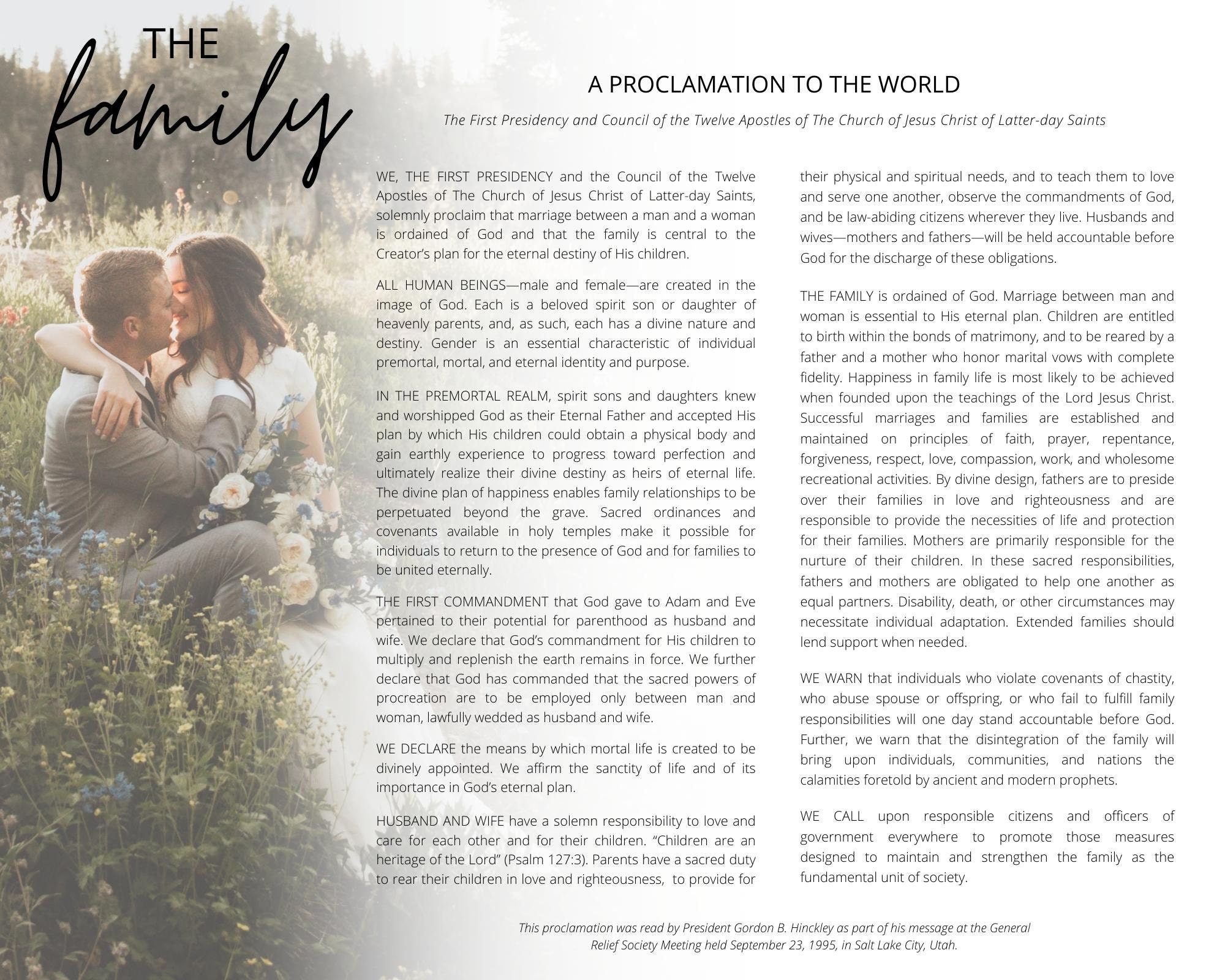 Family Proclamation Custom Design (digital) - Landscape - Etsy