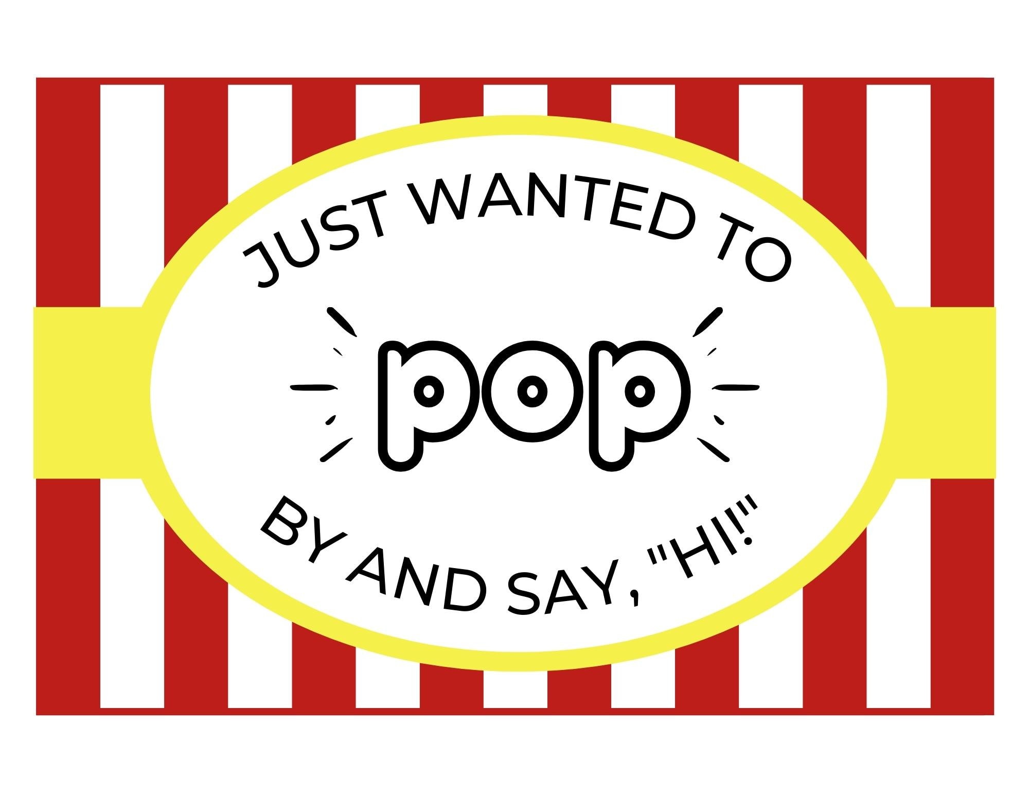 Handout = Popcorn - Pop by and Say, "hi!" (digital) - Etsy