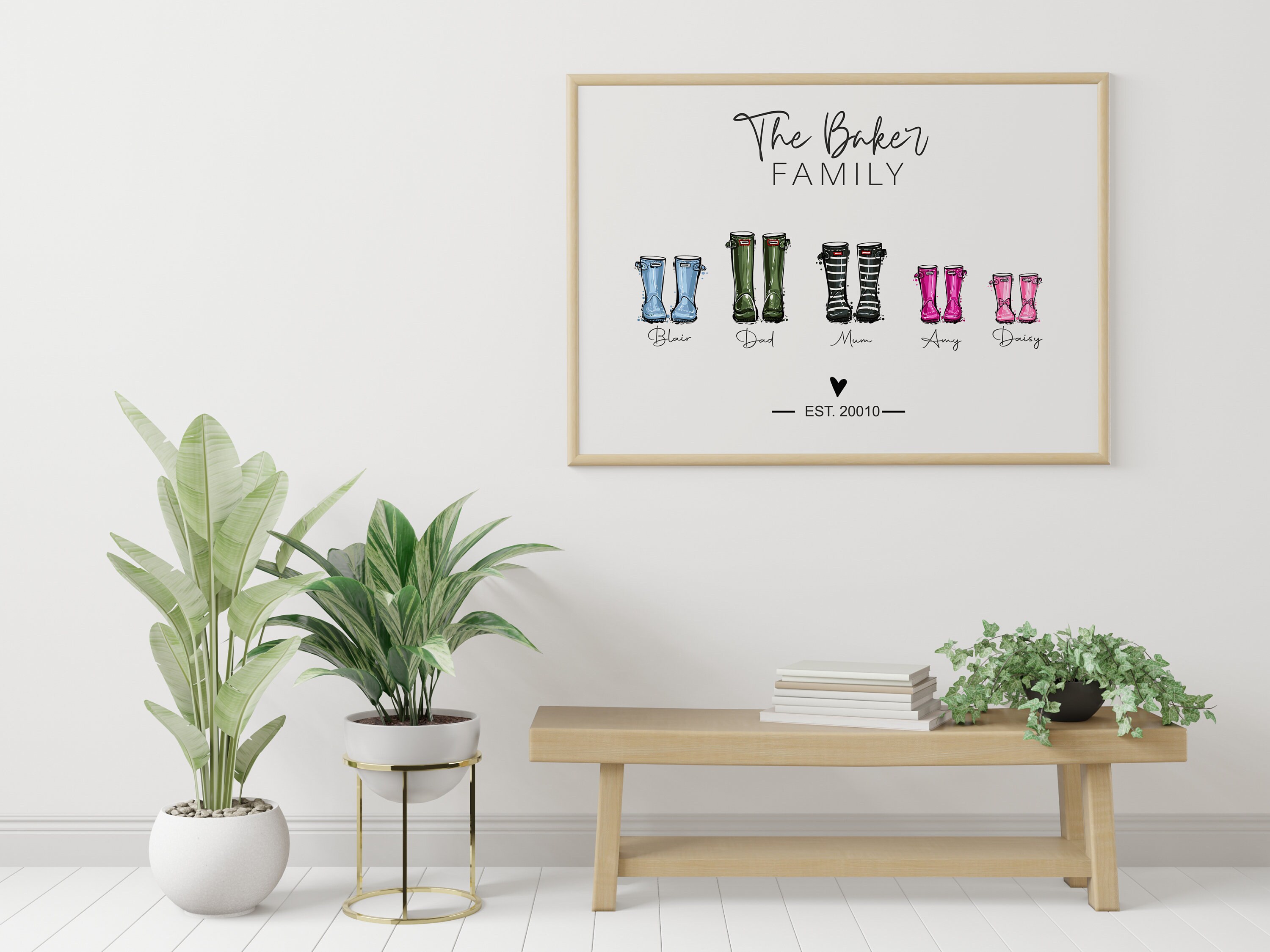 Personalized Family Print Wellie Boot Print Fully Custom - Etsy