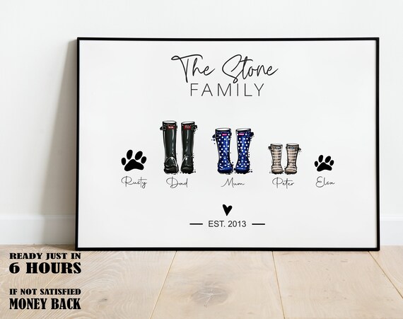 Personalized Family Print Wellie Boot Print Fully Custom - Etsy