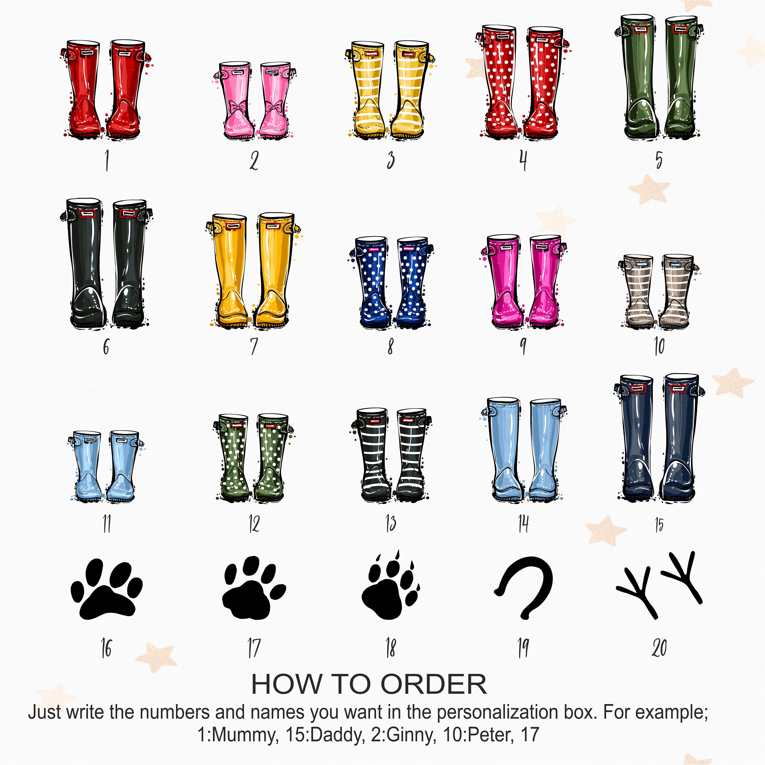 Fully Custom Welly Boots Print for Family Wellie Boot Print - Etsy