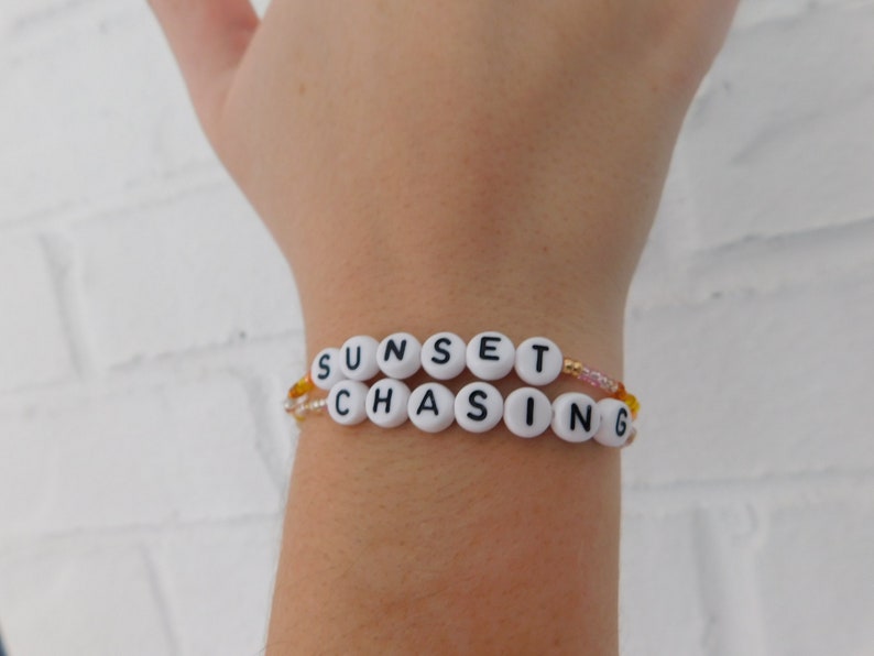Kids Sunset Chasing Personalized Bracelets, Trendy Bracelet Duo Set, Handmade, Every Day or ...