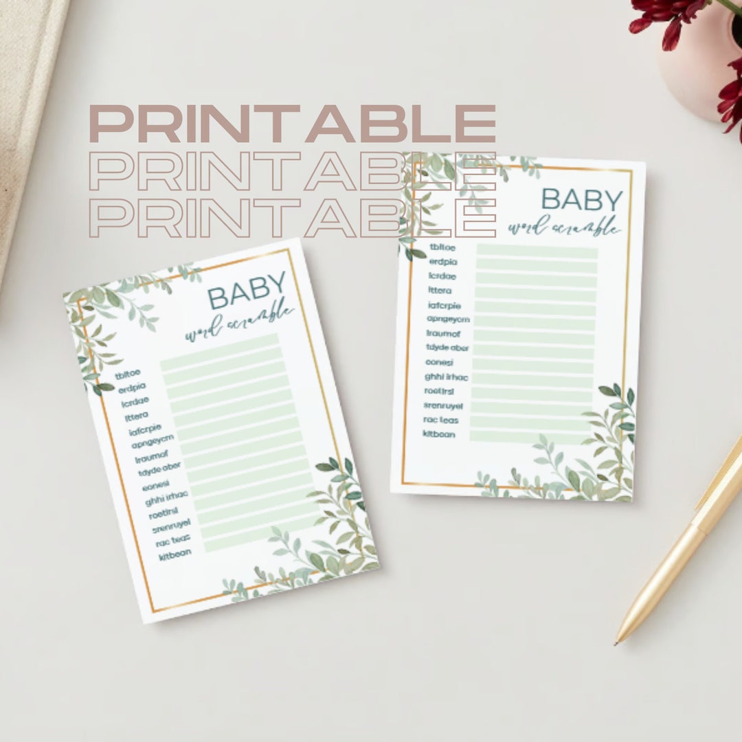 Baby Shower Games, Floral Baby Shower, Word Scramble, Baby Word ...