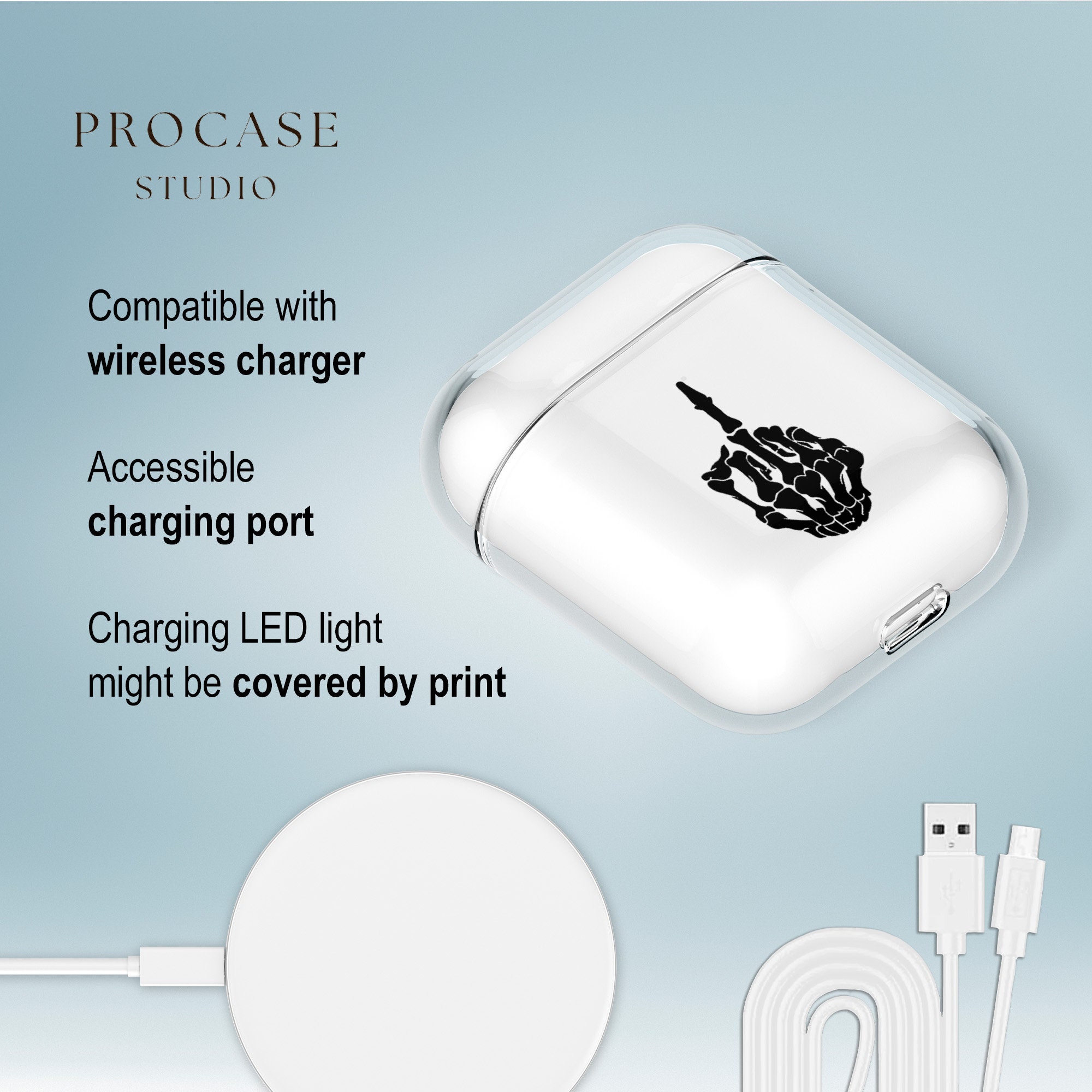 Ghost Airpods Case Spooky Goth Skeleton Cover for Airpods Generation 1 ...