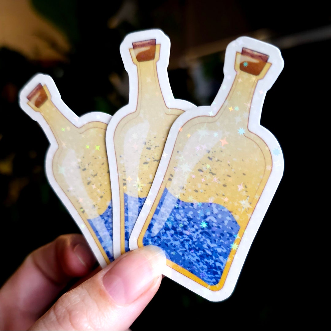 Bottled Beach Potion Vial Die Cut Sticker Matt and Glitter or ...