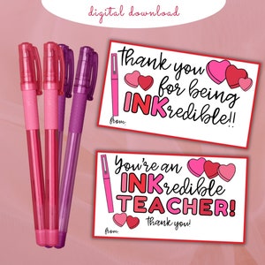 Flair Pens, Flair Pen Gift Tag, Teacher Valentine Tag, Valentine Tag ...