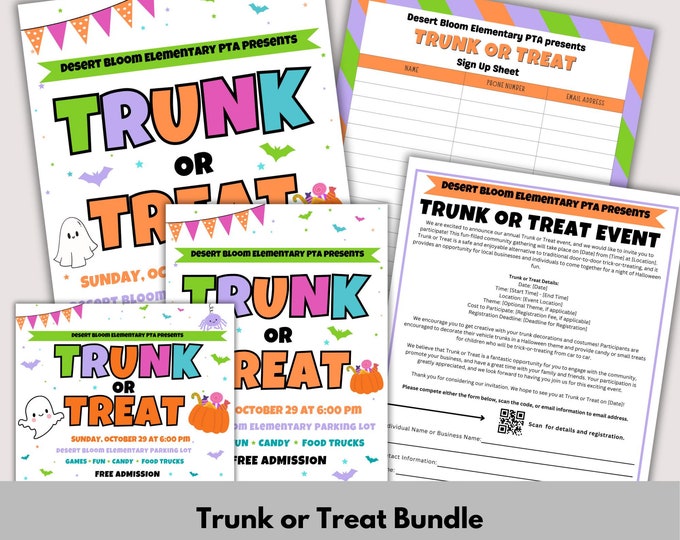 Editable Trunk or Treat Flyer: Halloween Event, PTA (canva) - Etsy