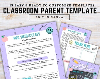 20 Editable Templates,classroom Parent Bundle,volunteer, Welcome Letter ...