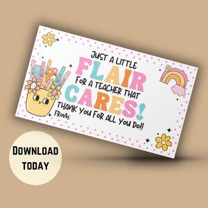 Retro Teacher Gift Tag, Flair Pens, School Stickers (digital Download ...