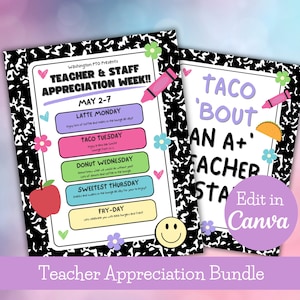 Teacher Appreciation Week Flyer Bundle: Editable Canva Template ...