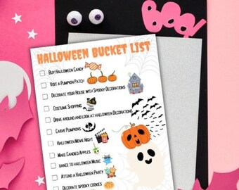 Halloween Bucket List Printable: Family Activities Checklist (digital ...