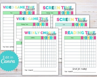 Screen Time Checklist - Etsy
