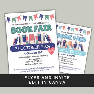 Editable School Book Fair Flyer: Canva Invitation (digital Download) - Etsy