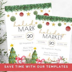 Editable Holiday Market Flyer: Christmas Advertising Template (canva ...