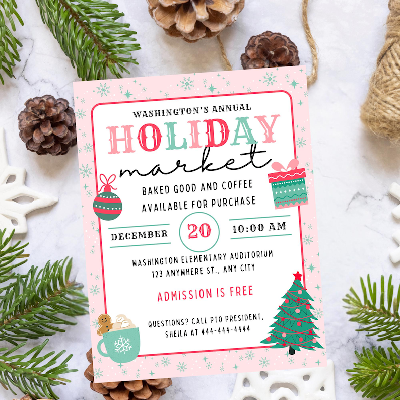 Holiday Market, Christmas Market, Holiday Template, Craft Fair, Local ...
