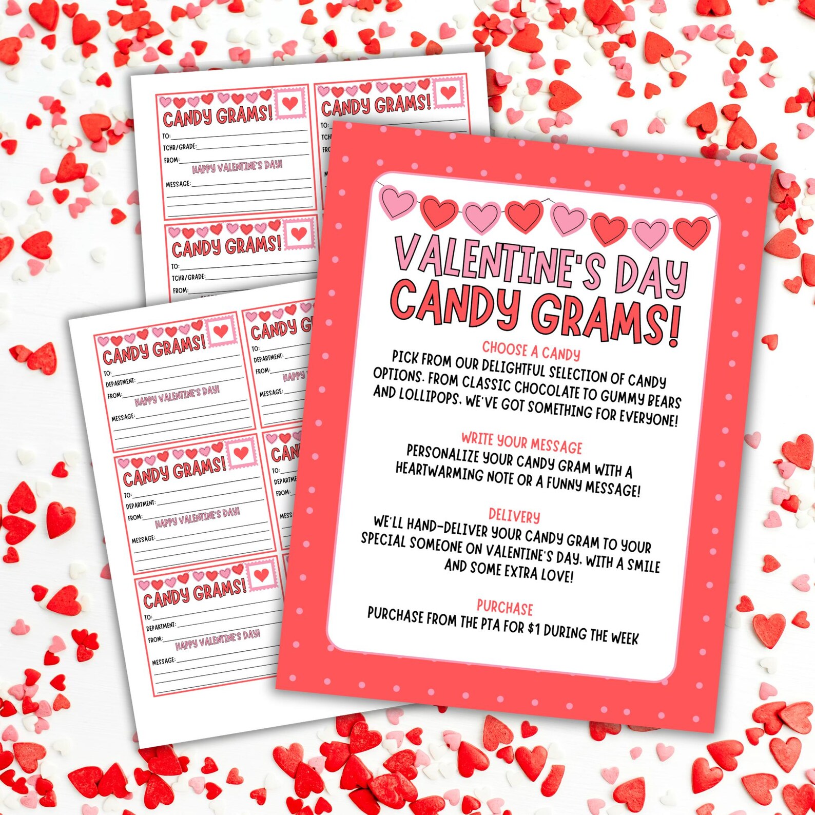 Valentine Candy Gram Flyer & Tags: Editable Canva Template - Etsy