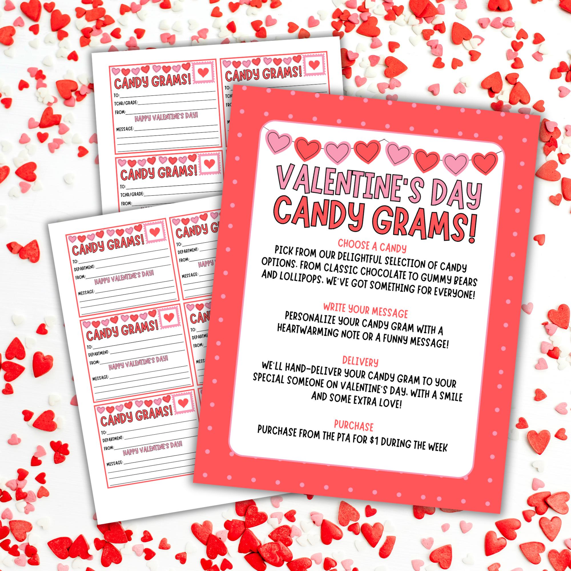 Valentine Gram, Candy Gram Printable, Valentine Candy Gram, Candy Gram ...