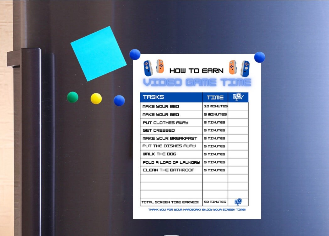 Editable Video Game Time Chart, Screen Time Checklist, Screen Time ...