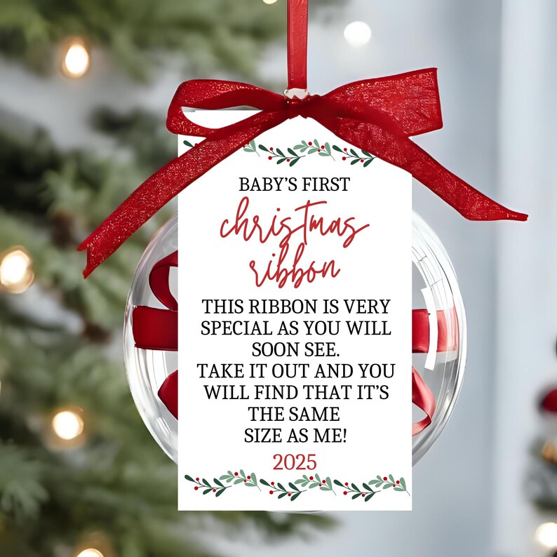 Editable Ribbon Height Ornament Tag: DIY Christmas Keepsake (canva ...