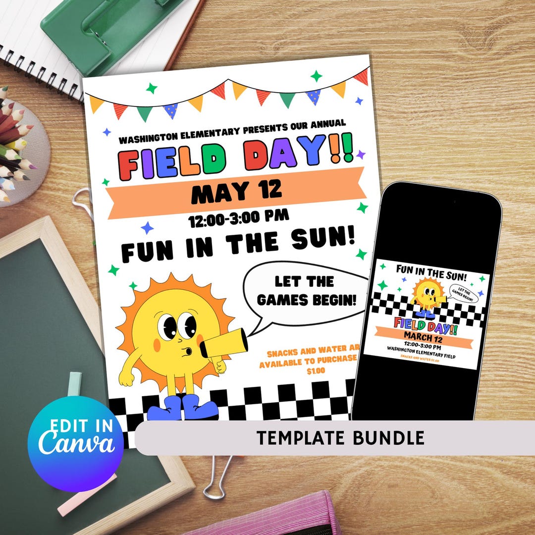 Field Day Flyer Template Bundle: Editable Canva Design (digital ...