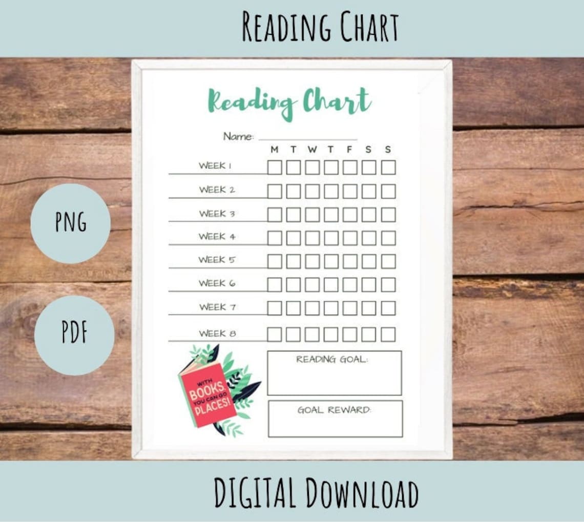 Kids Reading Chart PDF, Reading Chart PDF, Reading PDF, Reading Tracker ...