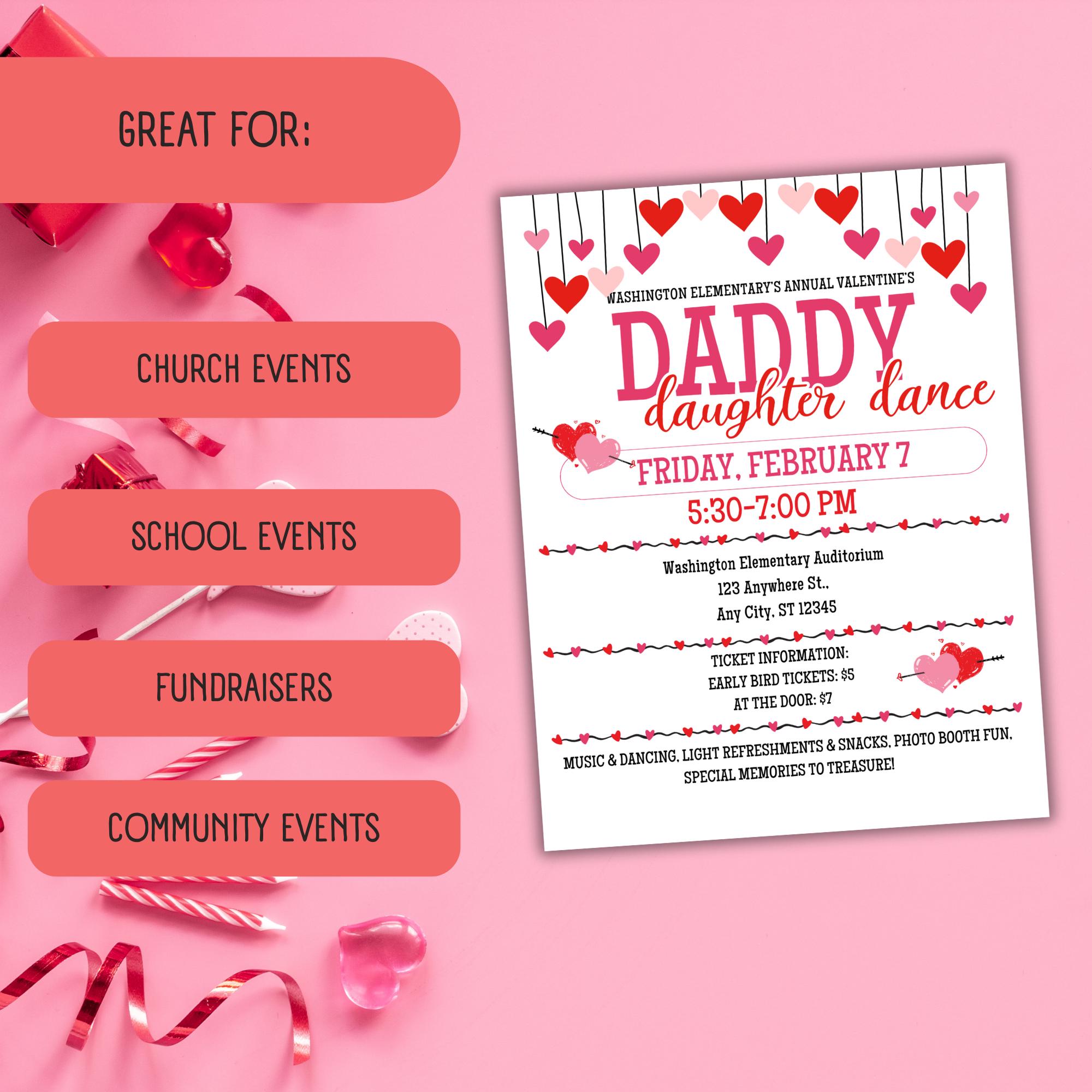 Daddy Daughter Valentine Dance Flyer & Invitation Templates (canva ...