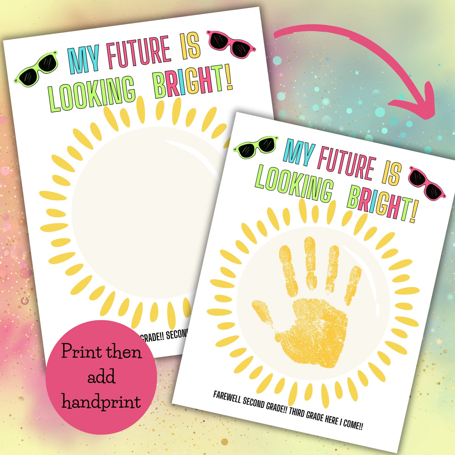Future is Looking Bright Handprint Art: School Keepsake (digital ...