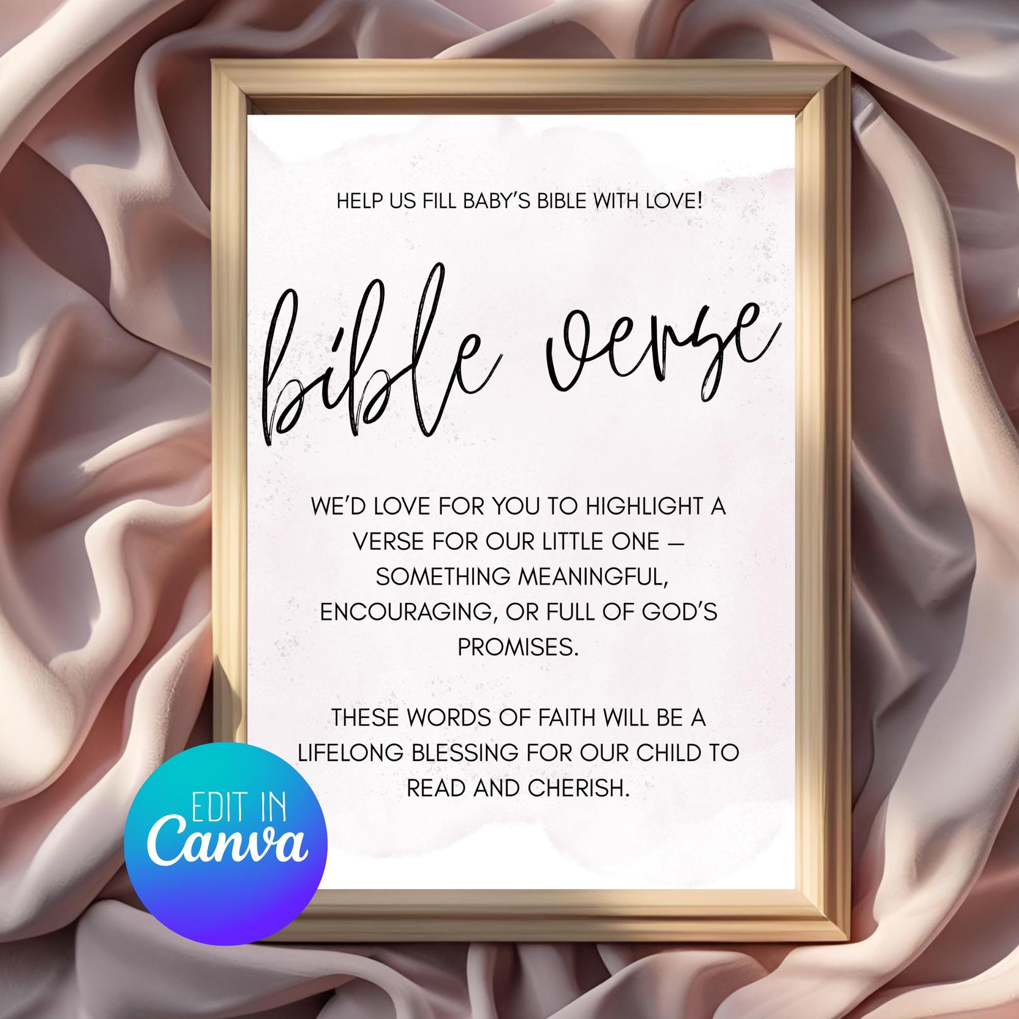 Baby Shower Bible Verse Guest Book Sign: Editable Canva Template - Etsy