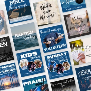 Church Social Media Templates: 25 Canva Editable Designs (digital ...