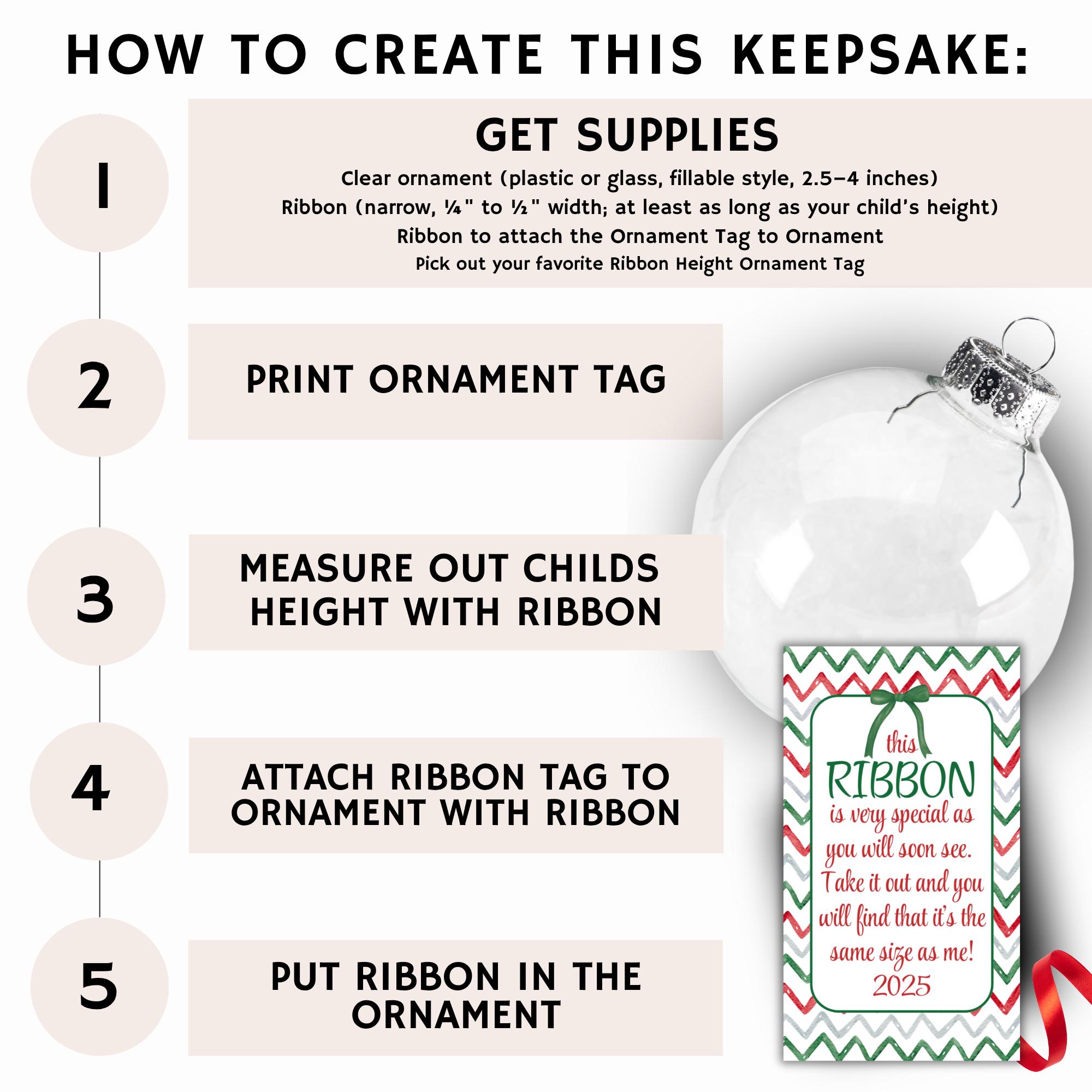 Ribbon Height Keepsake Ornament Tag - Etsy