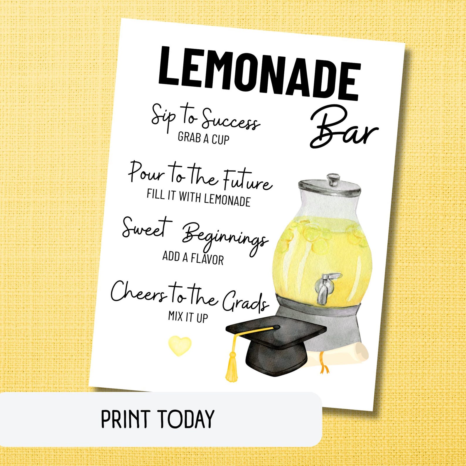 Graduation Lemonade Bar Sign: Refreshing Drinks Station (PDF & PNG ...