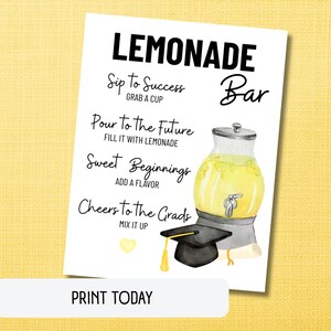 Graduation Lemonade Bar Sign: Refreshing Drinks Station (PDF & PNG ...