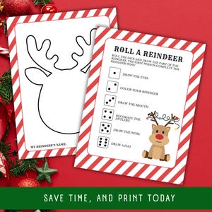 Roll a Snowman, Gingerbread Man, Reindeer Dice Game (digital Download ...