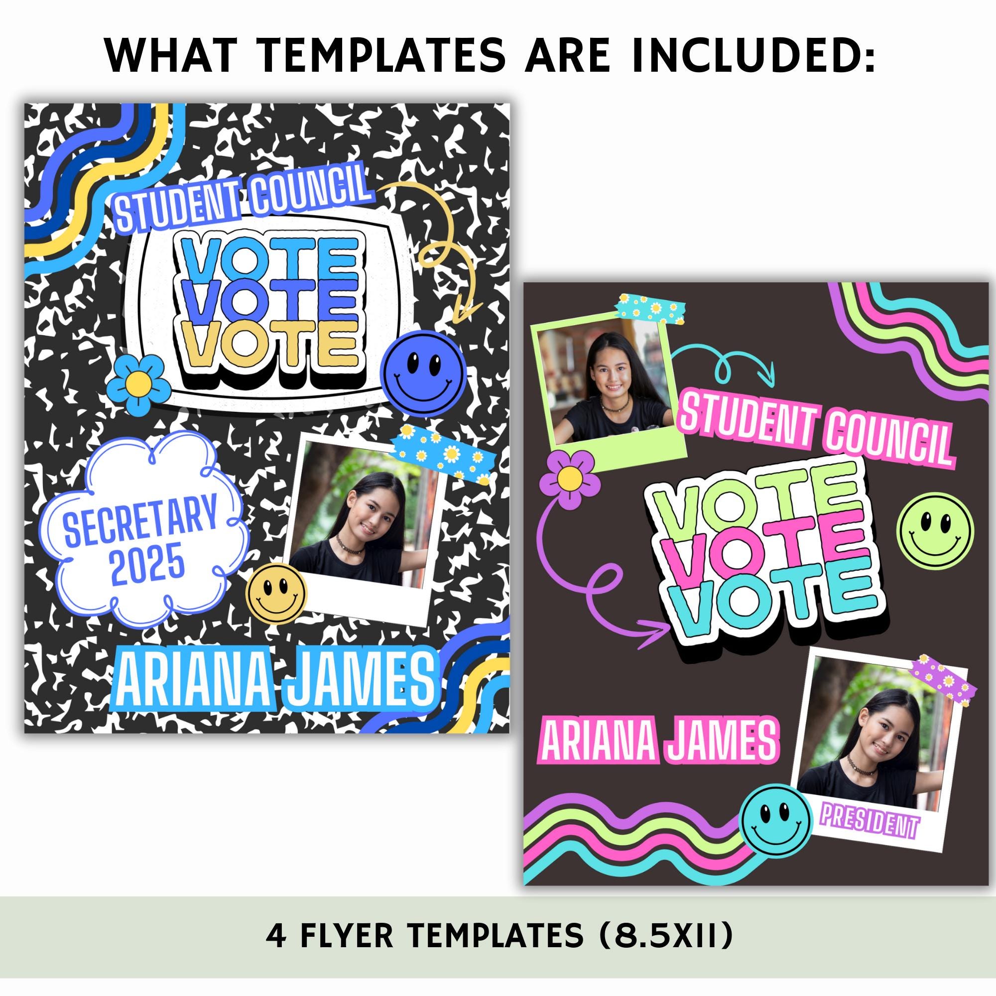 Student Council Voting Flyer Templates: Editable Campaign Poster (canva ...