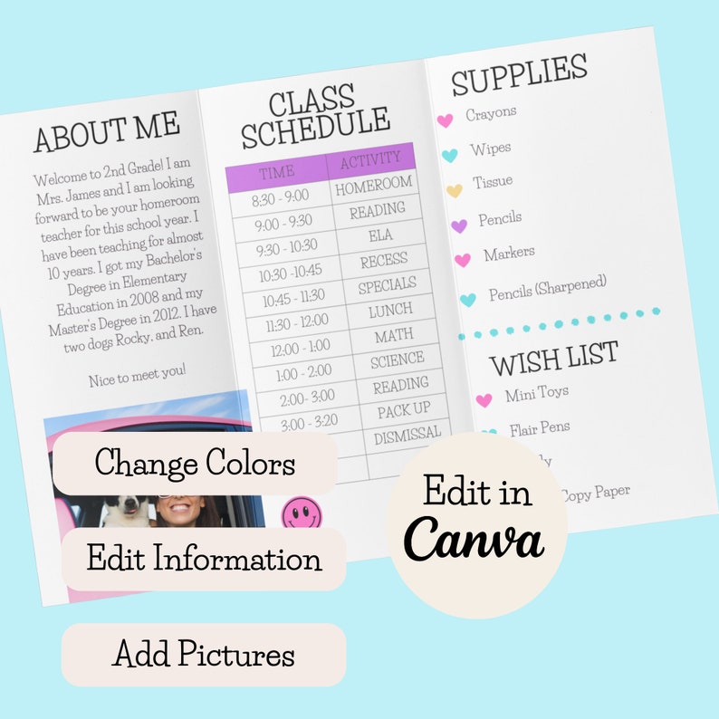 Meet the Teacher Brochure, Open House, Kindergarten, Open House ...