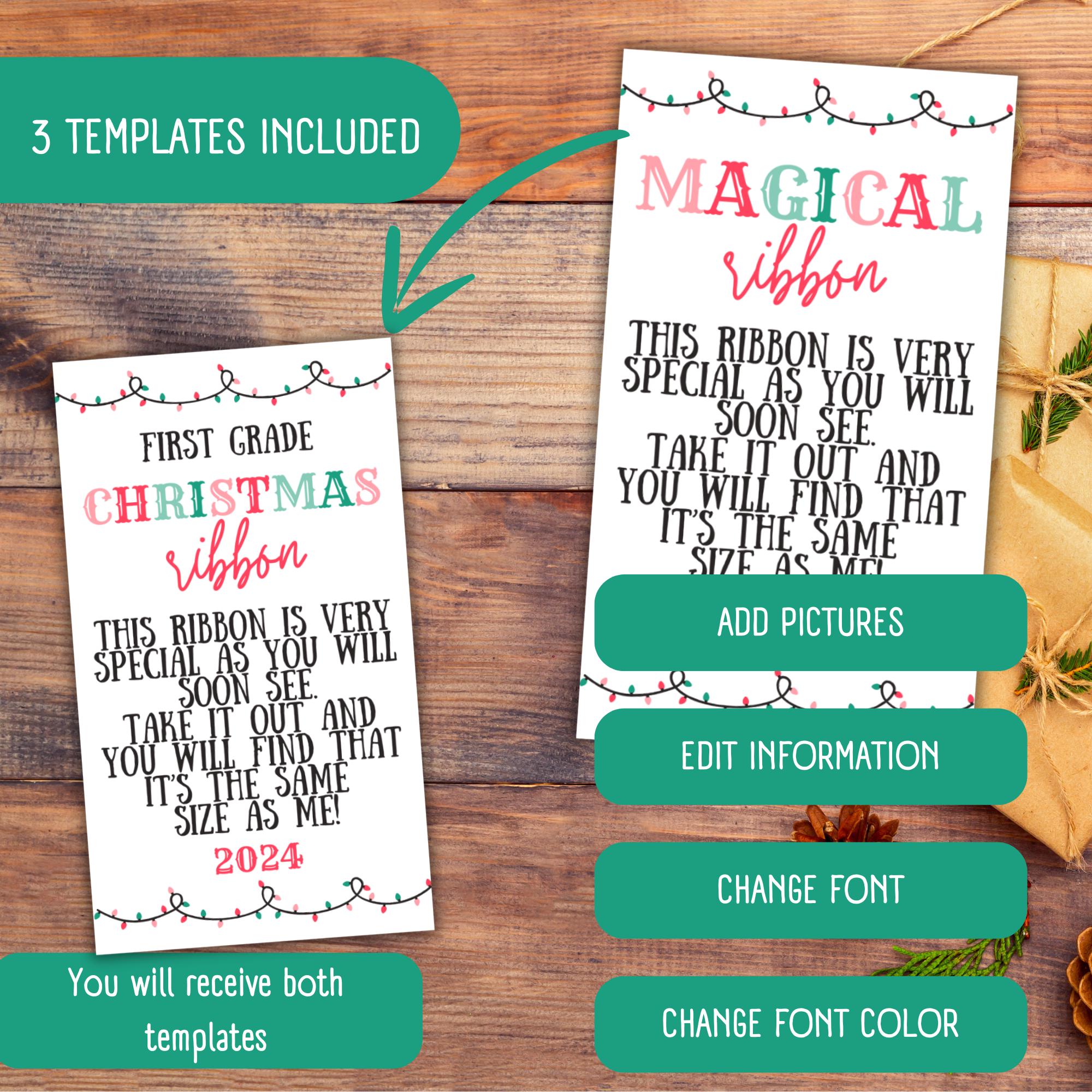 Editable Ribbon Tag, Same Size as Me, Ribbon Ornament, Height Ornament ...
