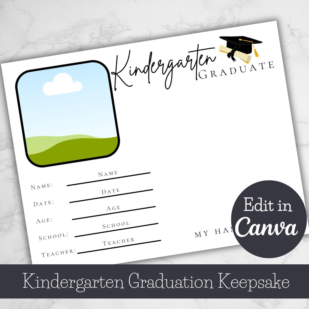 Kindergarten Graduation Handprint Keepsake: Editable Canva Template - Etsy