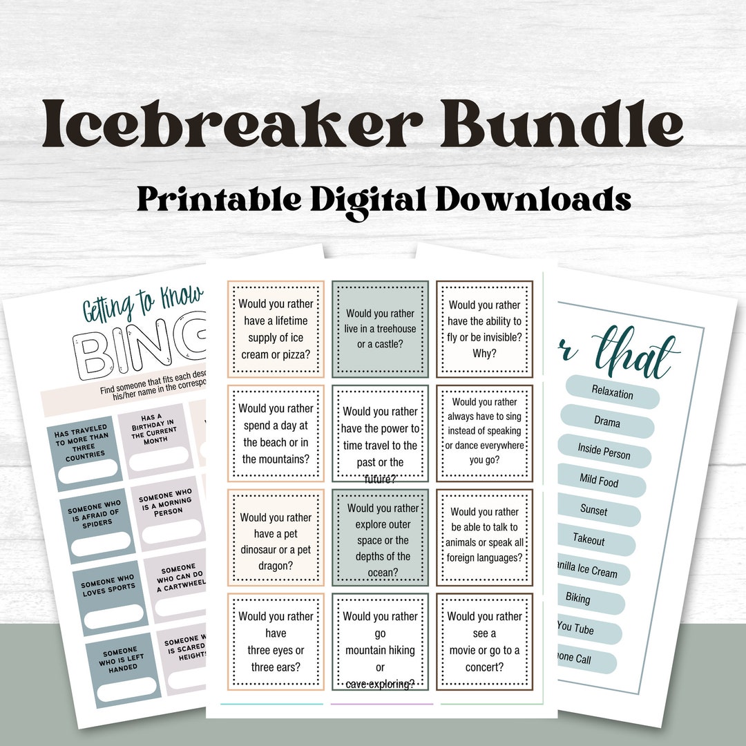 Fun Icebreaker Game Bundle: 'would You Rather', Bingo (digital Download ...