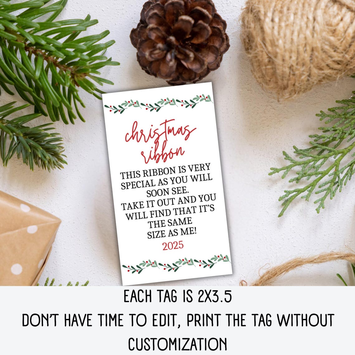 Editable Ribbon Height Ornament Tag: DIY Christmas Keepsake (canva ...