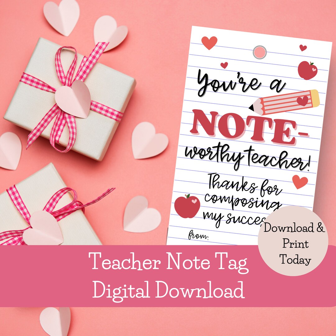 Teacher Appreciation Gift Tag: Notepad Design (digital Download) - Etsy