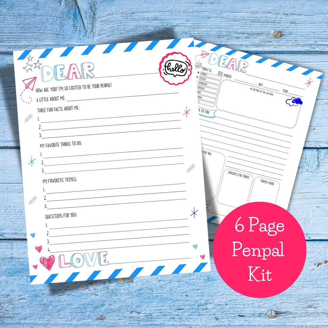 Digital Penpal Kit: Letter Writing Set, 6 Printable Pages (digital ...