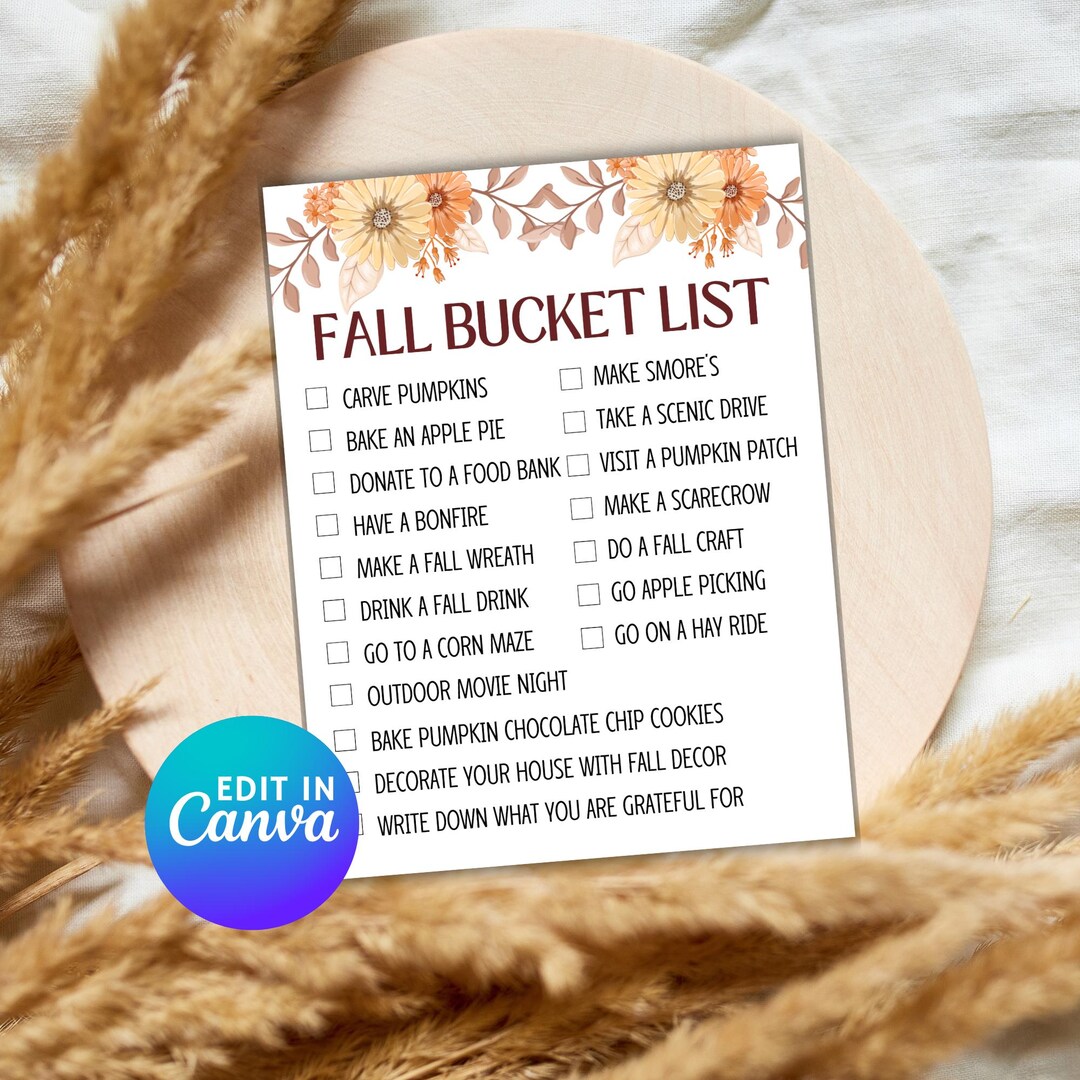 Fall Bucket List Checklist: Family Fun Activities (digital Download) - Etsy